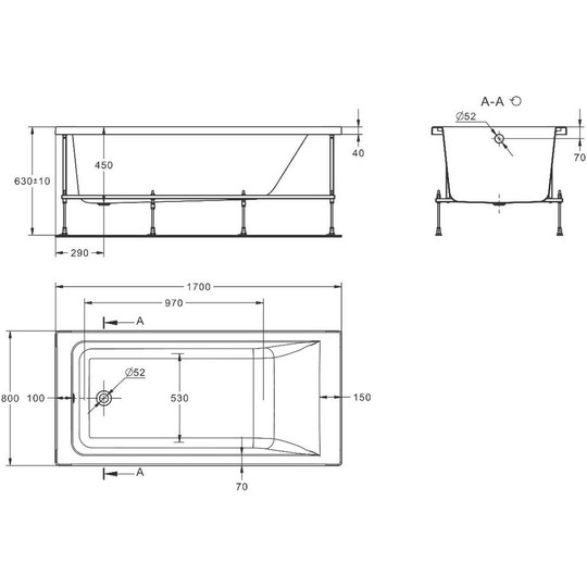 Ванна акриловая Roca Easy 170x80 см ZRU9307624 : купить в Севастополе ...